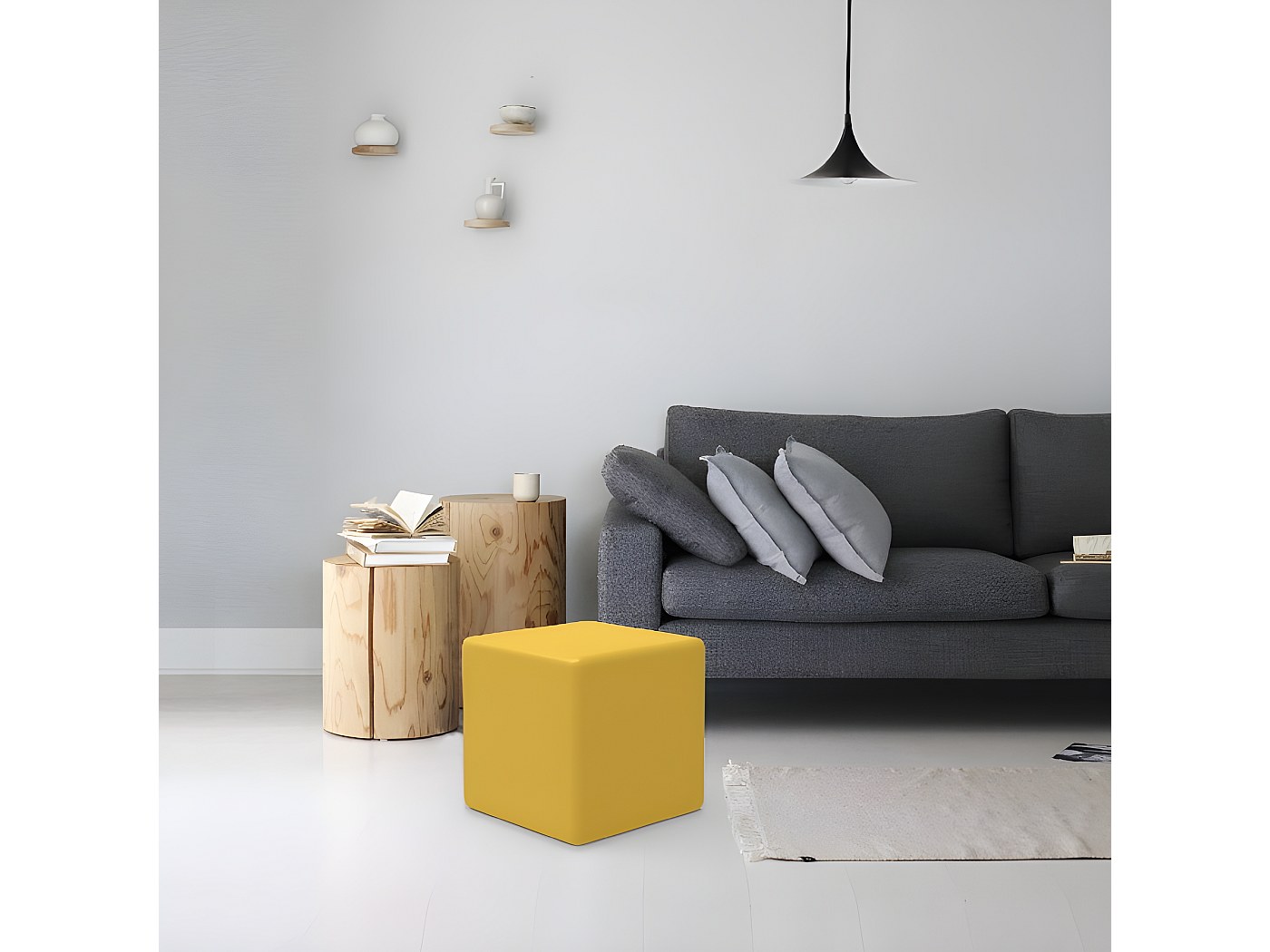 Pouf Square - Jaune - 34x34x37 cm - Homemania