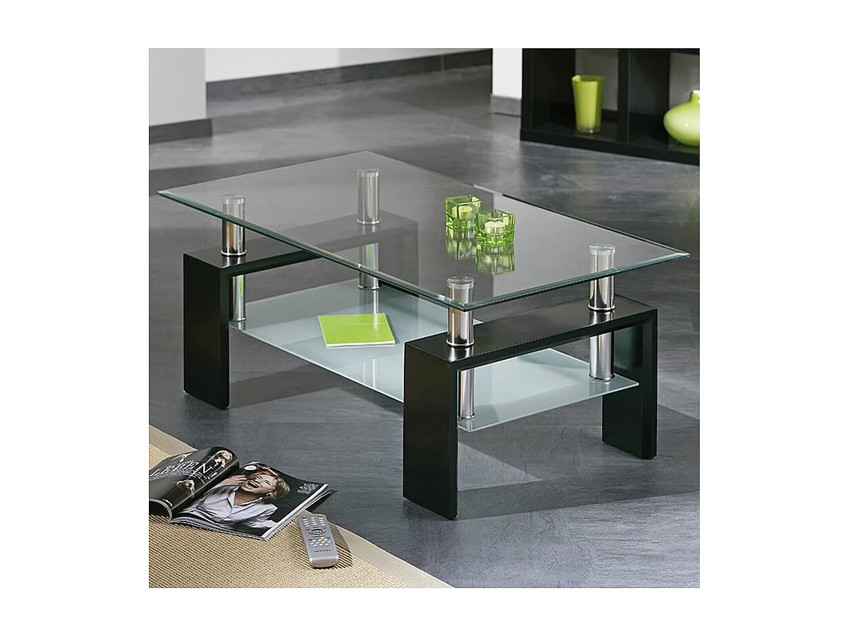 Table Basse Design en Verre "Leny" 100cm Noir