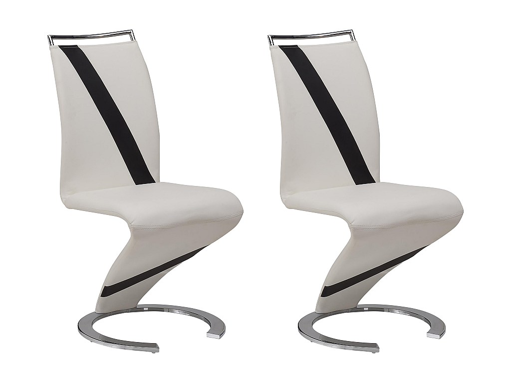 Lot de 2 chaises TWIZY - Simili - Coloris Blanc & noir