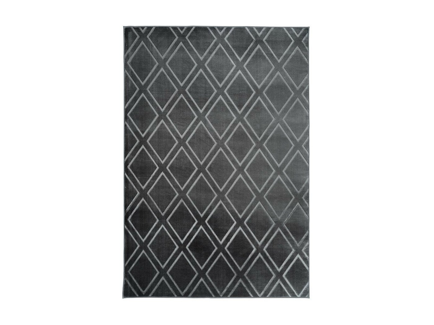 Tapis Imprimé Losange Fait Main "Monroe III" Anthracite 80 x 300 cm