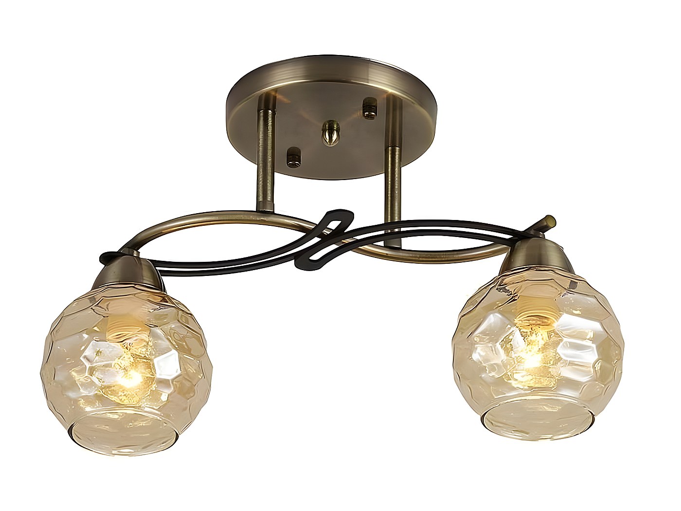 Soffitto di due tulipani in vetro modello ETNA FABRILAMP in pelle