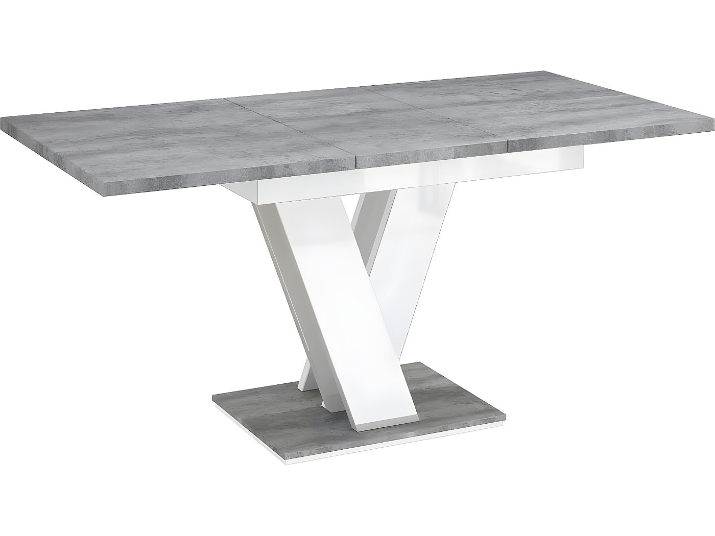 Table repas extensible "Masiv" - 120/160 x 80 x 75 cm - Béton/Blanc ...