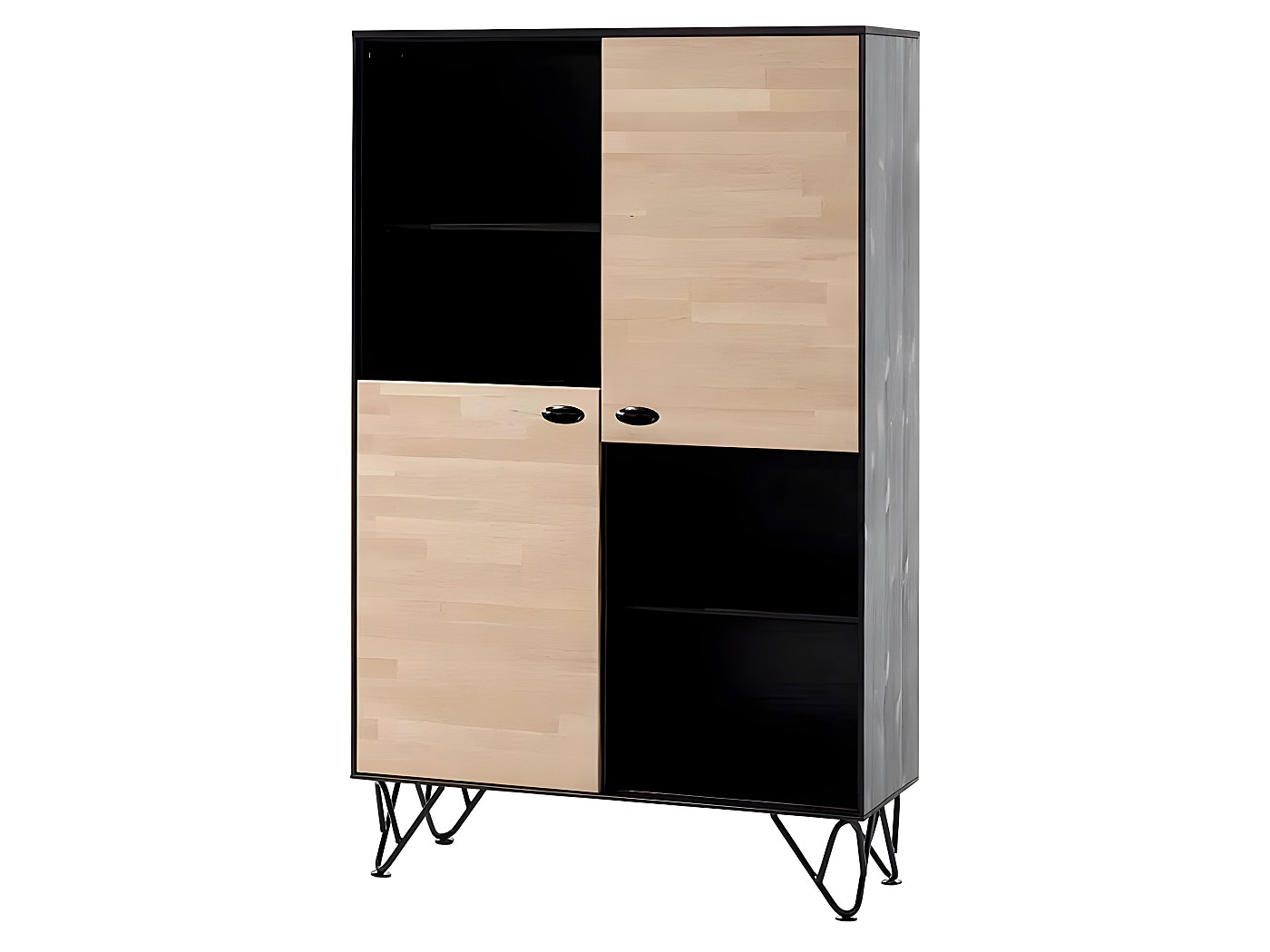 Bibliothèque Enfant "William" 160cm Naturel & Noir