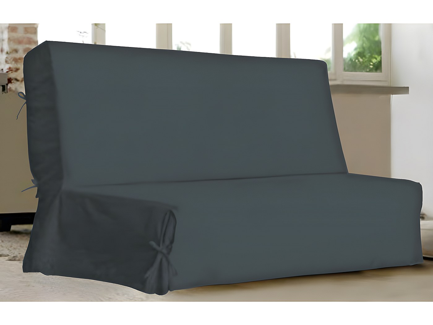 Housse clic clac à nouettes Gris Anthracite 140 x 200 cm