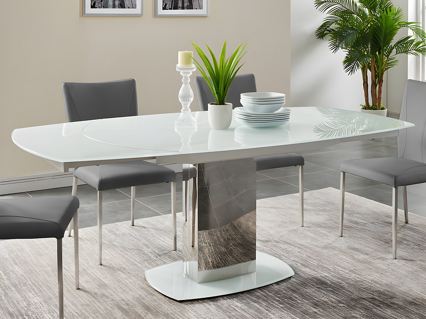 Eettafel TALICIA uitschuifbaar - 6 tot 8 personen - wit