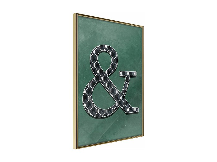 Affiche Murale Encadrée "Ampersand on Green Background" 40 x 60 cm Or