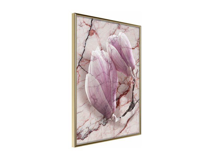 Affiche Murale Encadrée "Magnolia on Marble Background" 20 x 30 cm Or