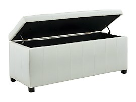 Bankje voor voeteinde bed met opbergruimte CONCIERTO kunstleer Wit