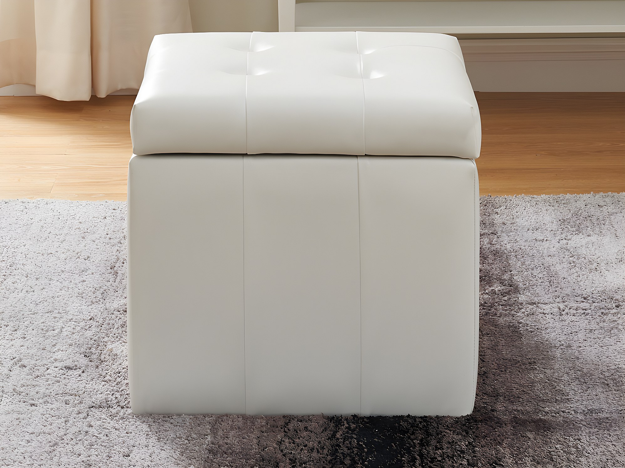 Bankje voor voeteinde bed met opbergruimte SERAFINO kunstleer - Wit