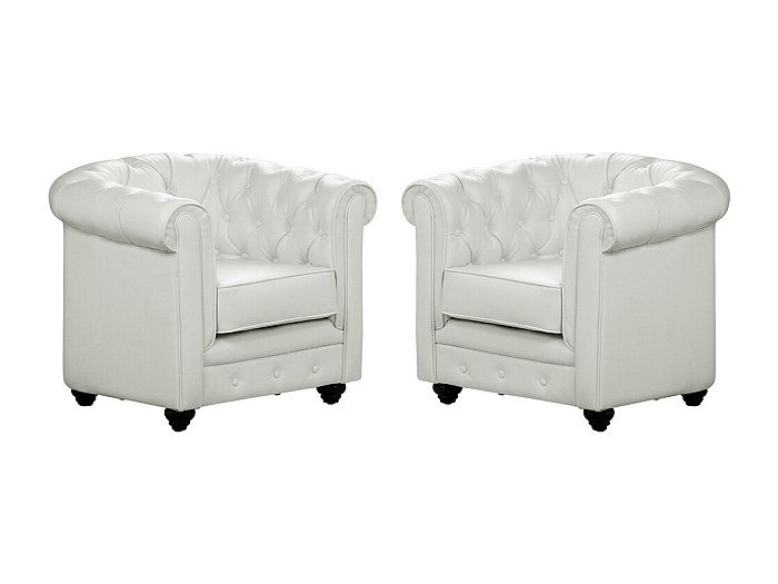 Sessel 2er-Set CHESTERFIELD - Kunstleder - Weiß jetzt günstig und ...