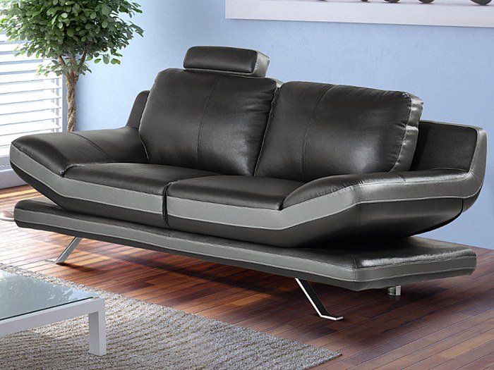 Ledersofa 2-Sitzer LATIKA - Schwarz & Anthrazit kaufen