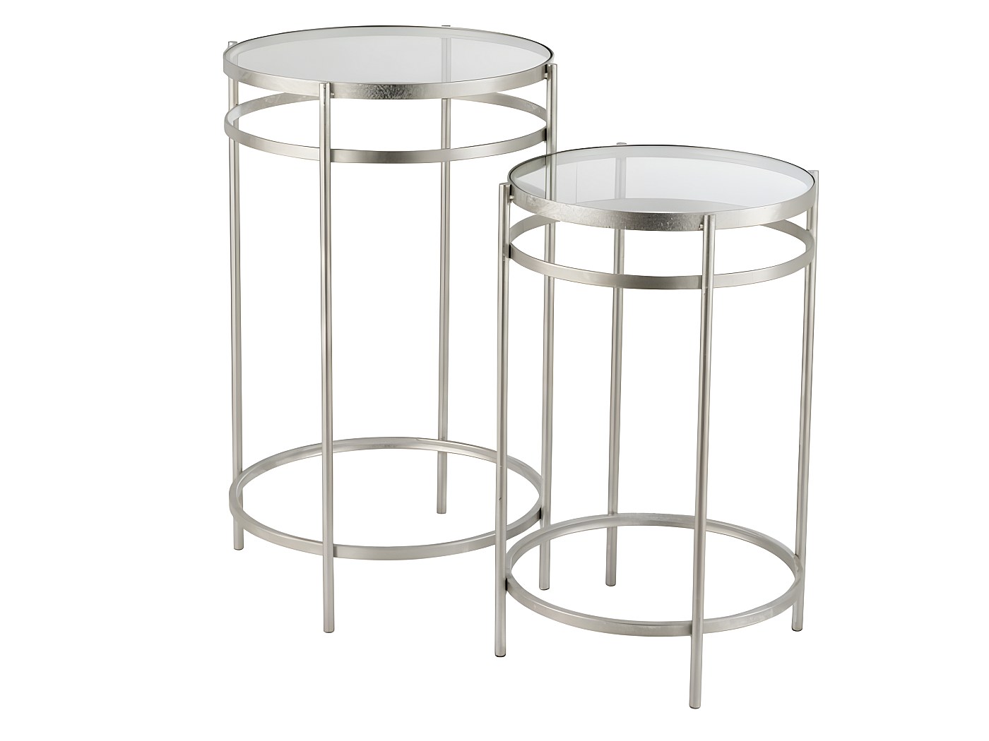 Lot de 2 Tables Gigognes Miroir "Loa" 66cm Argent