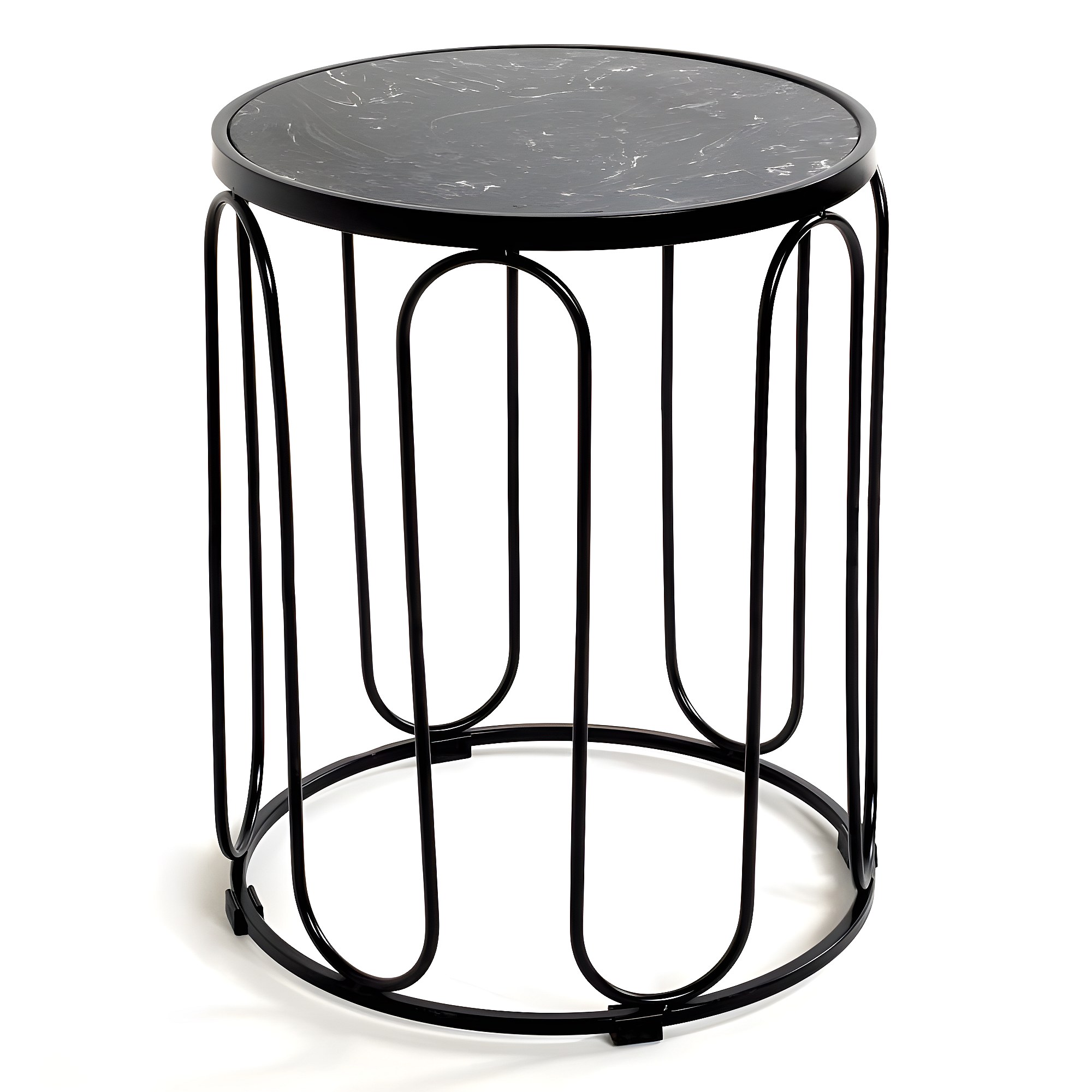Table d'Appoint Ronde Design "Moli" 50cm Noir