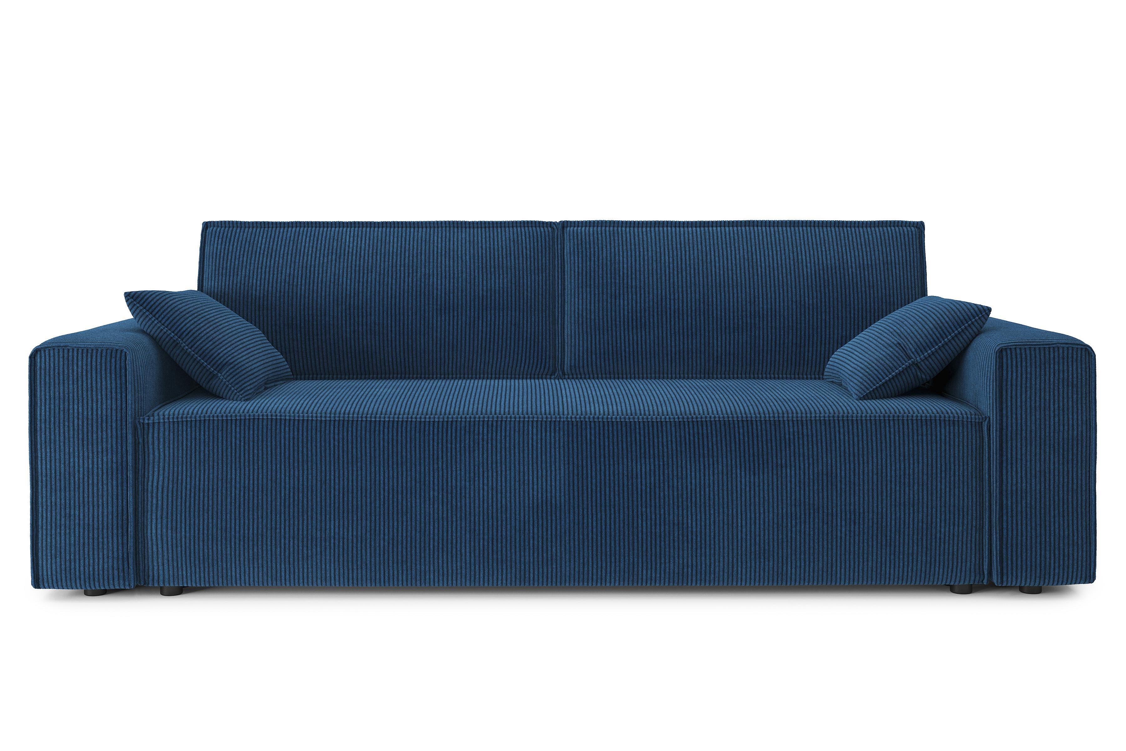 Canapé droit MIRAGE convertible velours côtelé bleu cobalt