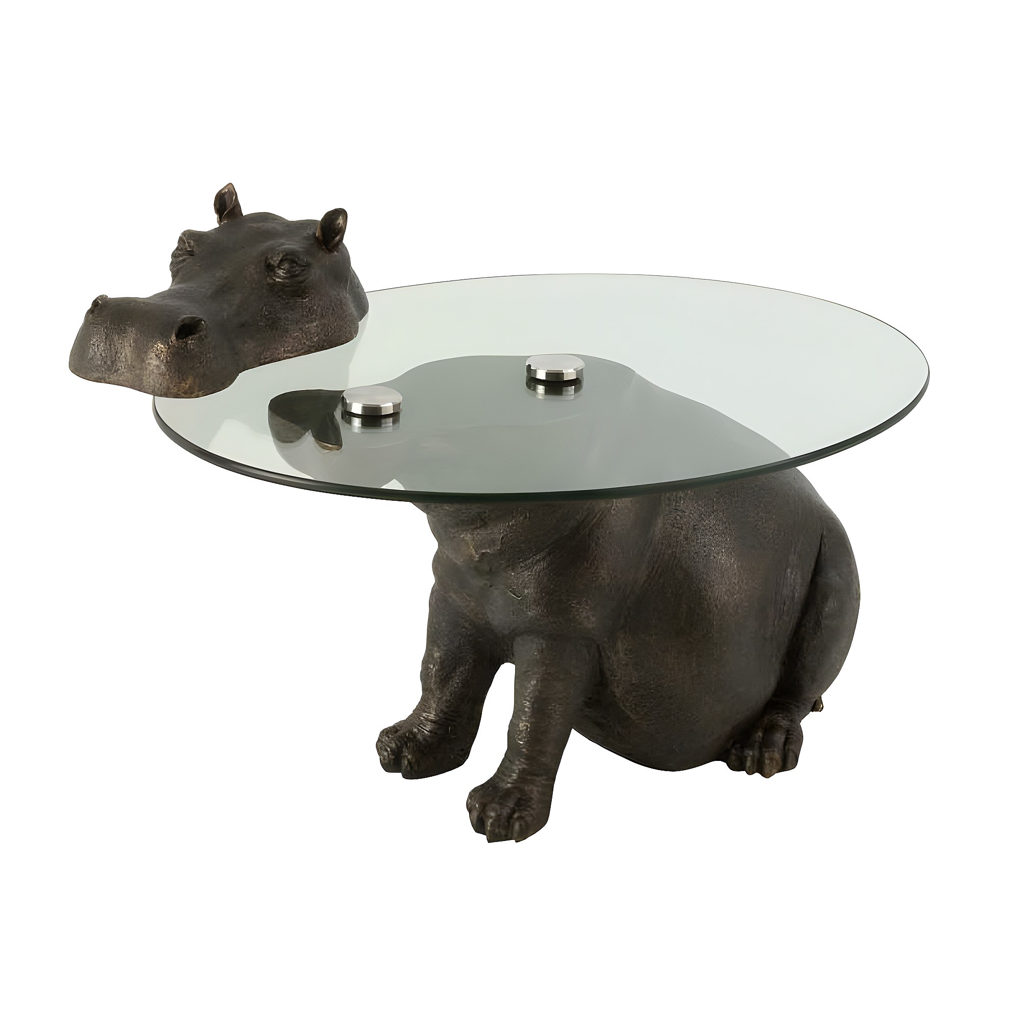 Table d'Appoint Design "Hippopotame" 64cm Bronze