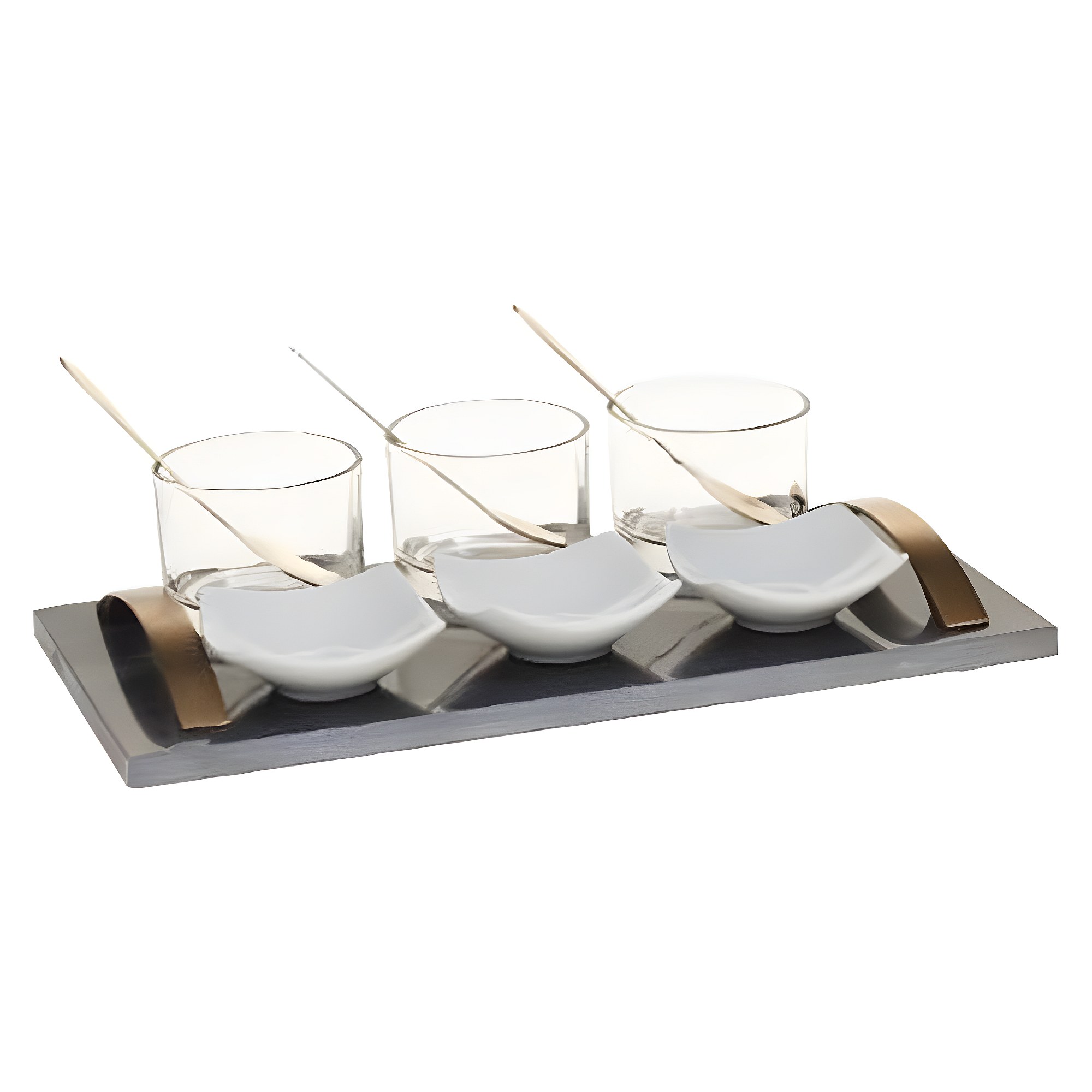 Set Apéritif 10 Pièces "Marbre" 30cm Noir