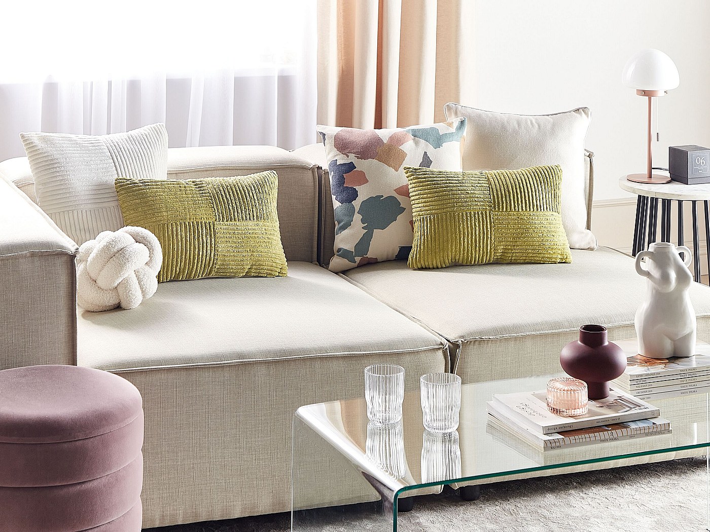 Lot de 2 coussins en velours côtelé vert 47 x 27 cm MILLET