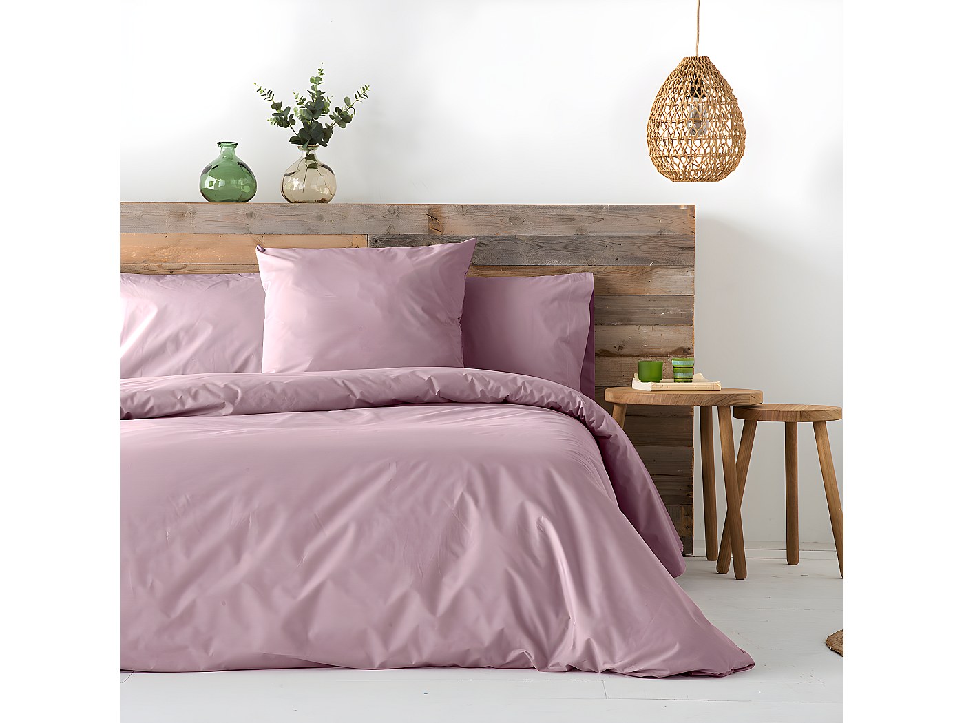 Housse de couette unie en coton mauve 260x240 cm PURE